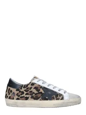 GOLDEN GOOSE Leather Leopard Print Super-star Sneakers - Brown