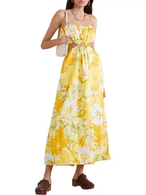 Faithfull The Brand El Rio Floral-print Linen Maxi Dress - Yellow