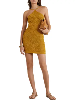 Savannah Morrow Jamaica Open-back Crocheted Pima Cotton Mini Dress - Yellow