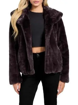 Guess Faux Fur Jacket - Dark Brown