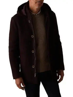 THE NORMAL BRAND Balboa City Hooded Pea Coat - Midnight Brown