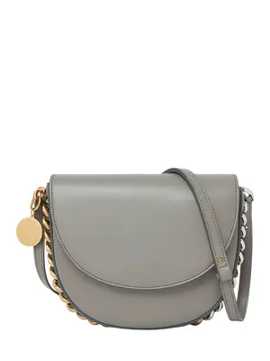 Stella McCartney Stella McCartney Frayme Medium Flap Shoulder Bag Grey Stone
