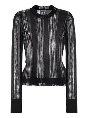 GANNI Long-sleeve Mesh Top - Black