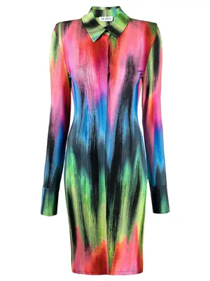 Attico Graphic-print Shirtdress - Green