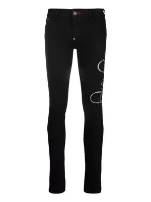 Philipp Plein Logo-embellished Skinny Jeans - Black