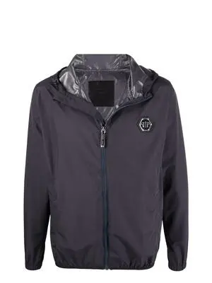 Philipp Plein Logo-patch Zip-up Windbreaker - Blue
