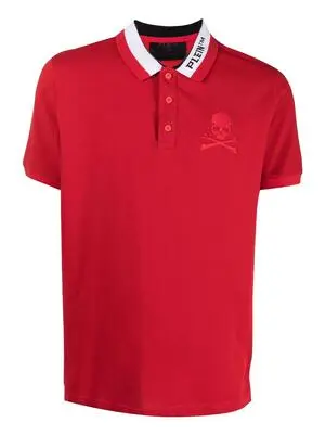 Philipp Plein Logo Embroidered Polo Shirt - Red