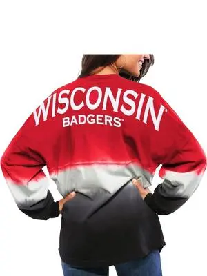 SPIRIT JERSEY Wisconsin Badgers Ombre Long Sleeve T-shirt - Red