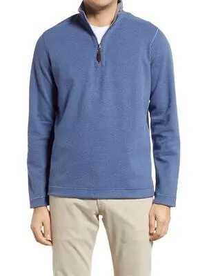 Johnston & Murphy Johnston & Murphy Reversible Quarter Zip Pullover Blue/light Gray