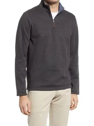 Johnston & Murphy Johnston & Murphy Reversible Quarter Zip Pullover Charcoal/blue
