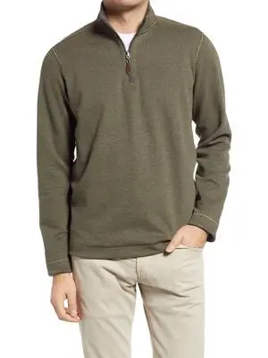 Johnston & Murphy Johnston & Murphy Reversible Quarter Zip Pullover Olive/charcoal