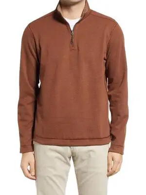 Johnston & Murphy Johnston & Murphy Reversible Quarter Zip Pullover Rust/oatmeal