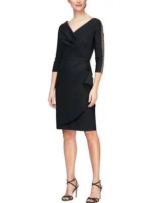 Alex Evenings Embellished Sheath Cocktail Dress - Black