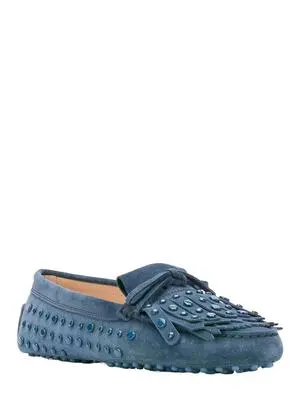 TOD'S Suede Studded Loafers - Blue