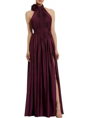 Mac Duggal Chiffon Halter Gown - Eggplant