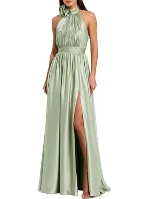 Mac Duggal Chiffon Halter Gown Sage