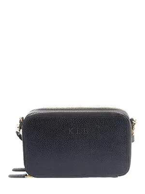 ROYCE NEW YORK ROYCE New York Monogrammed Leather Camera Bag Black