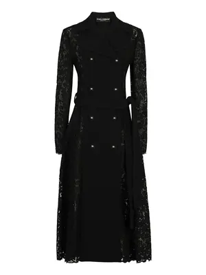 Dolce & Gabbana Cordonetto Lace And Crepe Coat - Black