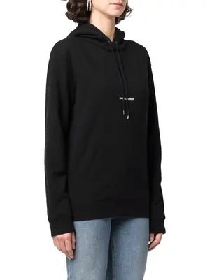 Saint Laurent Logo-print Hoodie - Black