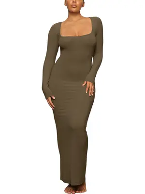 SKIMS SKIMS Soft Lounge Long Sleeve Maxi Dress Army