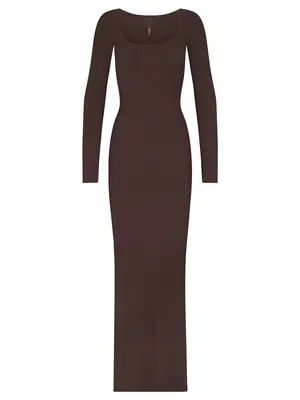SKIMS SKIMS Soft Lounge Long Sleeve Maxi Dress Brown