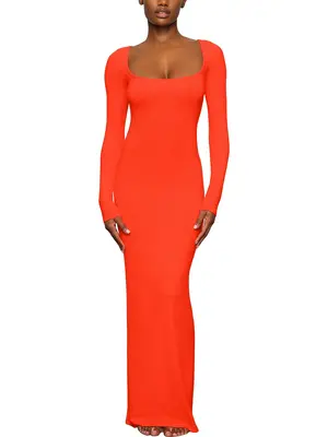 SKIMS SKIMS Soft Lounge Long Sleeve Maxi Dress Fire