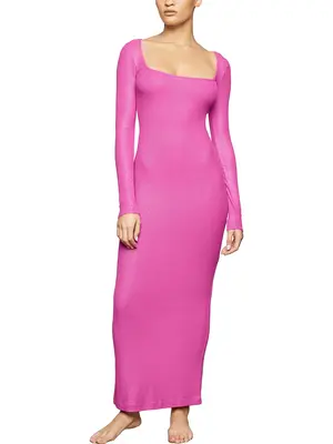 SKIMS SKIMS Soft Lounge Long Sleeve Maxi Dress Fuchsia