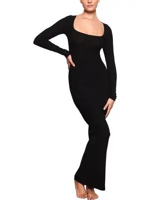 SKIMS Soft Lounge Long Sleeve Maxi Dress - Onyx