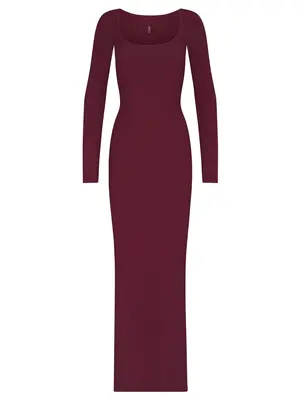 SKIMS SKIMS Soft Lounge Long Sleeve Maxi Dress Wine