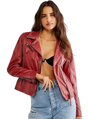 MAURITIUS LEATHER Christy Moto Jacket - Red