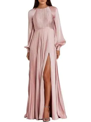 Mac Duggal Ieena Pleated A-line Chiffon Gown - Blush