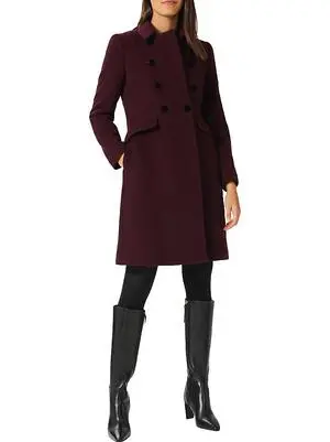 HOBBS LONDON Janaya Double Breasted Princess Coat - Mullberry Red