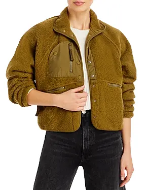 Free People Hit The Slopes Fleece Jacket Army