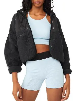 Free People Hit The Slopes Fleece Jacket - Black