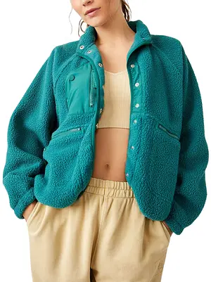 Free People Hit The Slopes Fleece Jacket Bright Forest