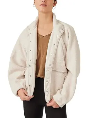 Free People Hit The Slopes Fleece Jacket - Muted Beige