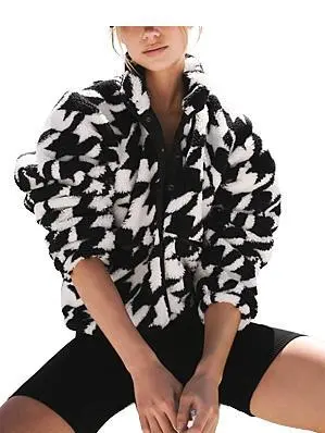 Free People Rocky Ridge Fleece Jacket Black/white