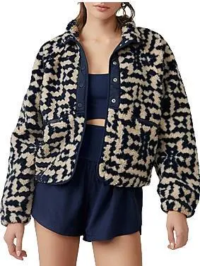 Free People Rocky Ridge Fleece Jacket Midnight Navy Combo