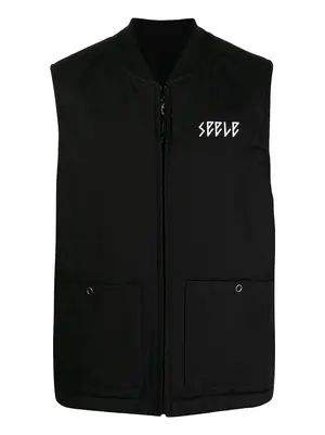 UNDERCOVERISM Slogan-print Reversible Gilet - Black