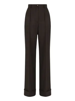 Dolce & Gabbana Wool Palazzo Trousers - Black