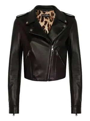 Dolce & Gabbana Leather Biker Jacket - Black