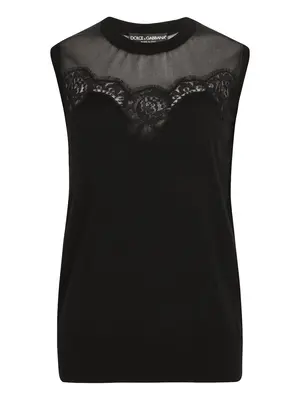 Dolce & Gabbana Lace-detail Sleeveless Jumper - Black