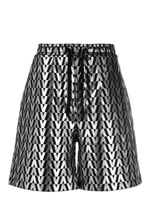 Valentino Garavani High-shine Monogram Shorts - Black