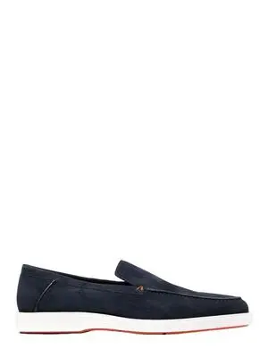 Santoni Suede Slip-on Loafers - Blue
