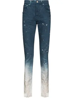 PURPLE BRAND Paint-splatter Straight-leg Jeans - Blue