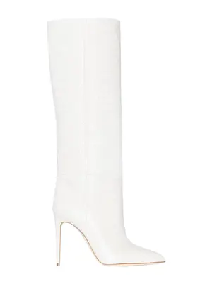 Paris Texas 105mm Crocodile-effect Knee-high Boots - Neutrals