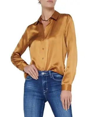 L'Agence L'AGENCE Tyler Silk Blouse Biscotti