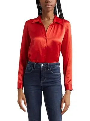 L'Agence Tyler Silk Blouse - Engine Red