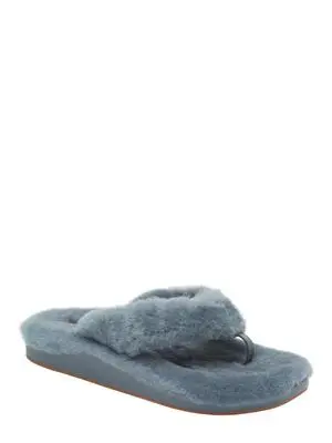 Olukai Kipea Heu Genuine Shearling Slide Sandal - Storm/storm