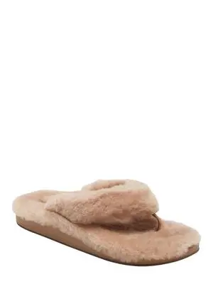 Olukai Kipea Heu Genuine Shearling Slide Sandal - Tan/tan